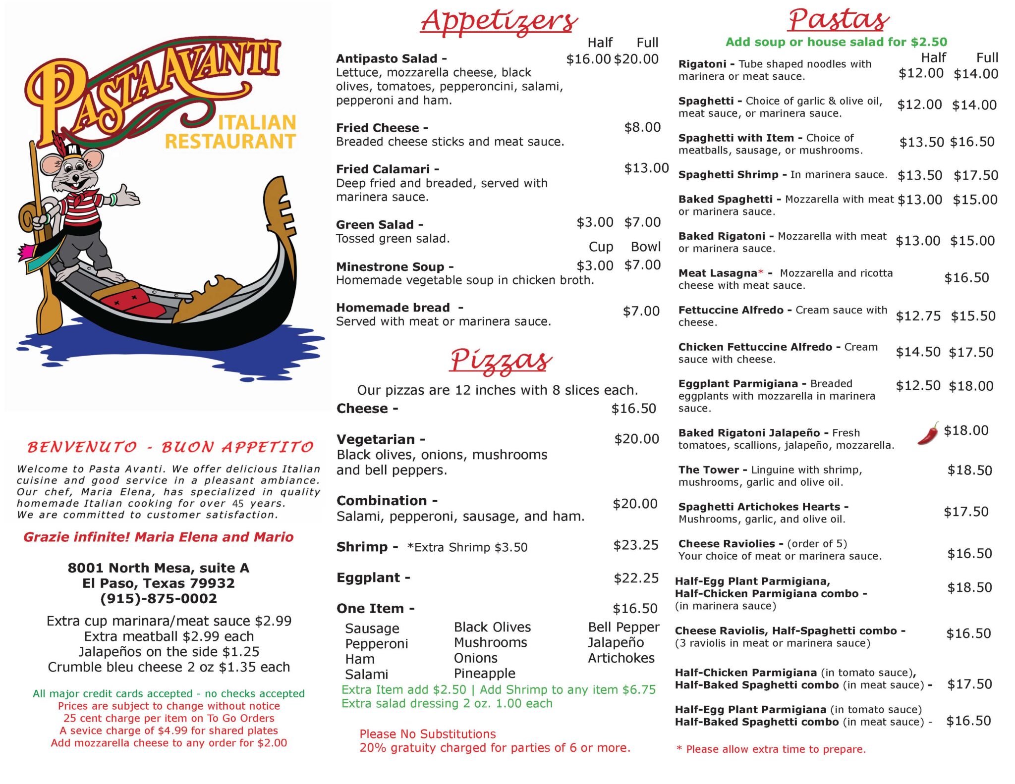 Pasta Avanti Italian Restaurant – With more than 19 years, at mesa and ...